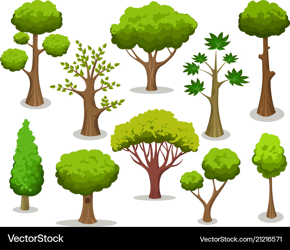 Cartoon tree collection Royalty Free Vector Image