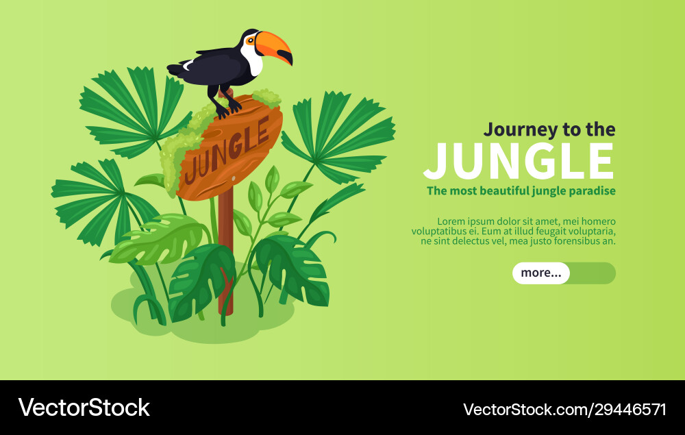 Jungle isometric horizontal banner Royalty Free Vector Image