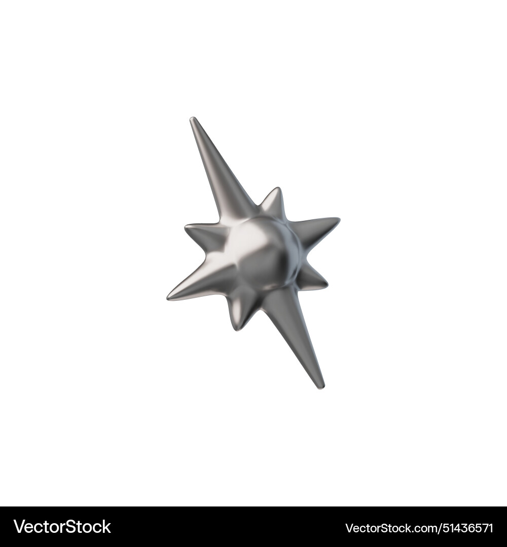 Metallic y2k 3d star icon Royalty Free Vector Image