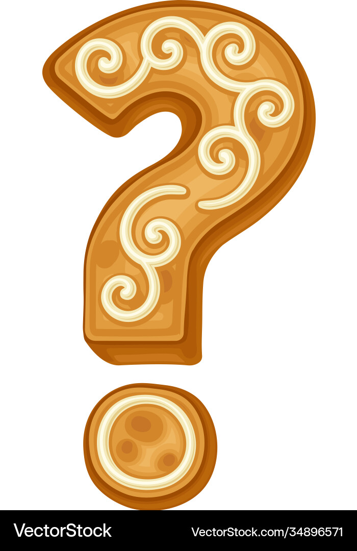 Question mark as shaped baked cookie and merry Vector Image