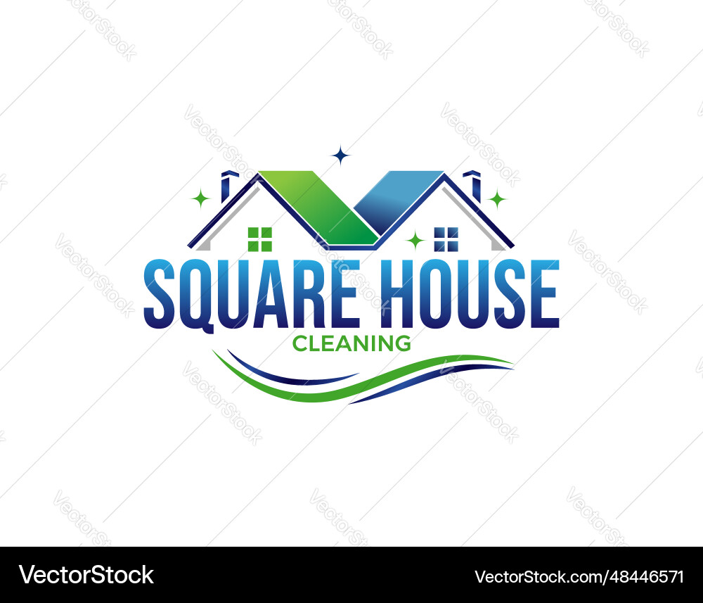 Simple house cleaning services logo design Vector Image