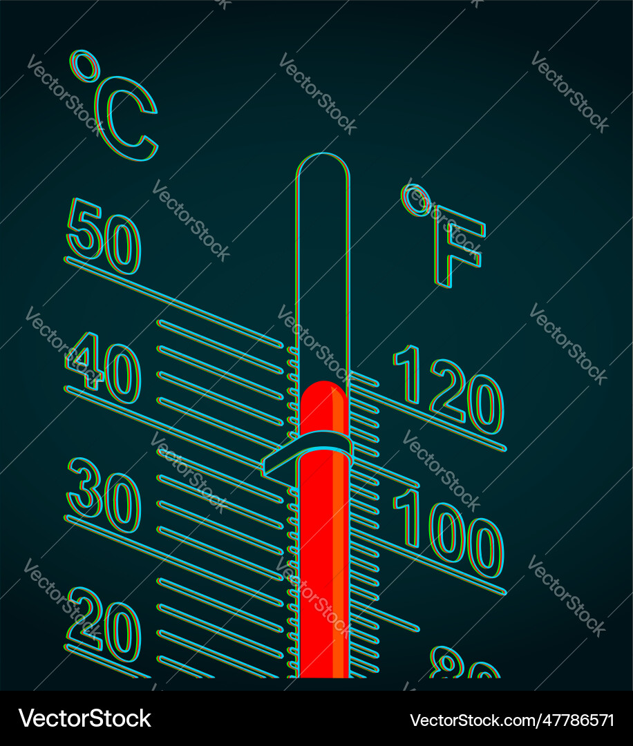 Thermometer with high temperature Royalty Free Vector Image