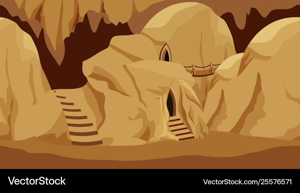 Underground cave landscape background Royalty Free Vector