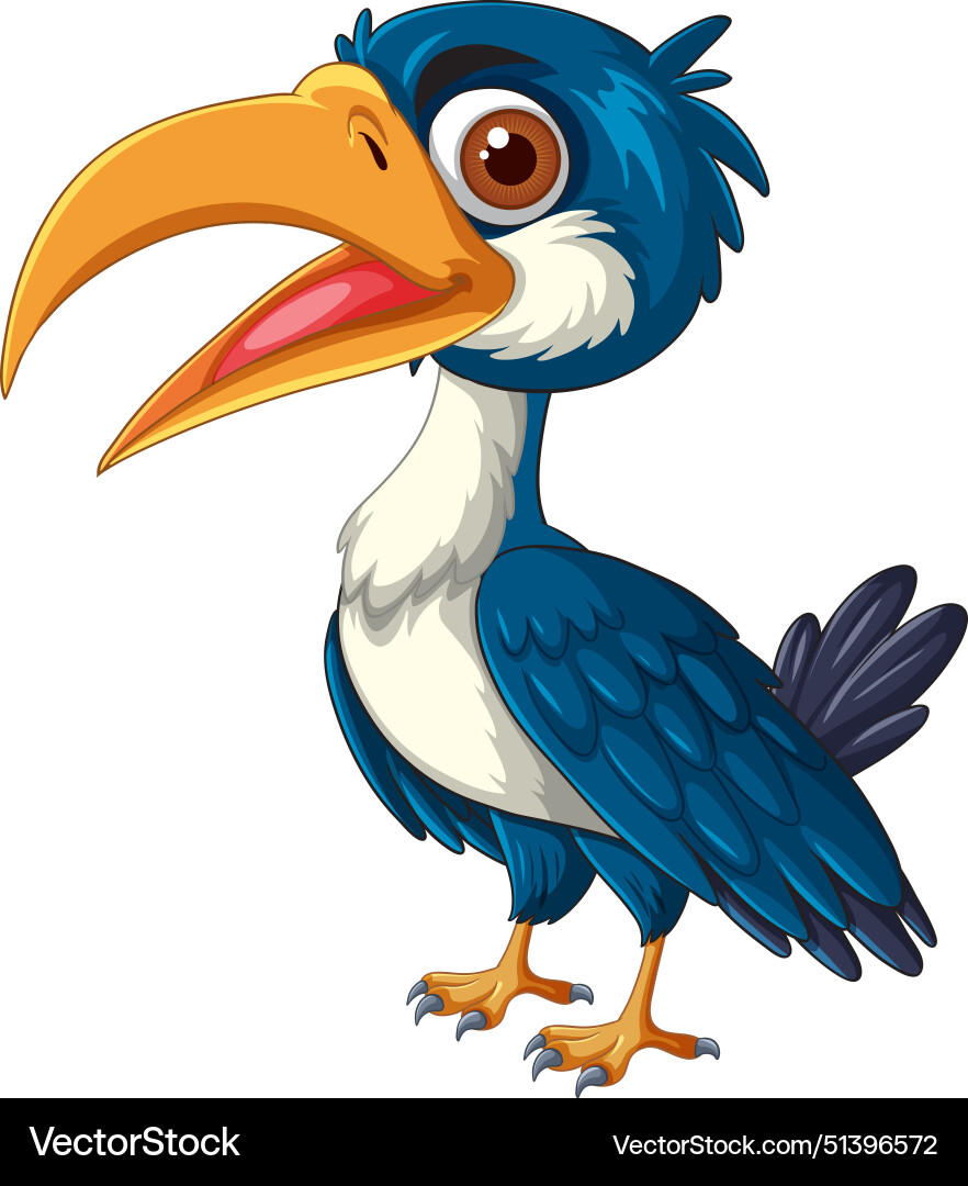 A vibrant animated bird with big beak Royalty Free Vector