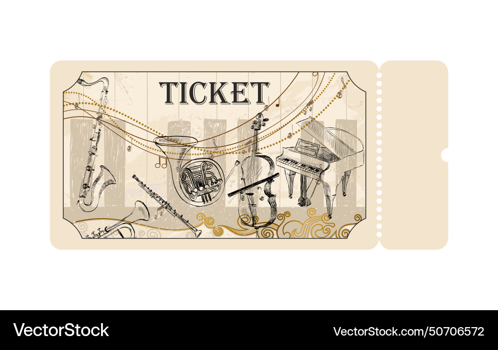 Concert ticket template Royalty Free Vector Image