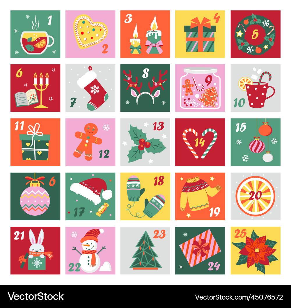 December advent calendar Royalty Free Vector Image