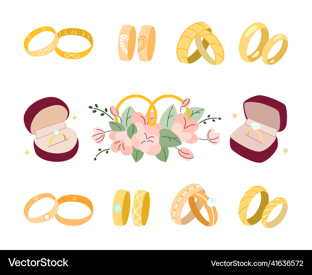 Engagement or wedding rings set Royalty Free Vector Image