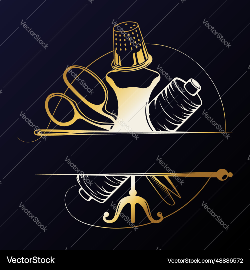 Golden sewing mannequin and other tailors tools – Royalty-Free Vector ...