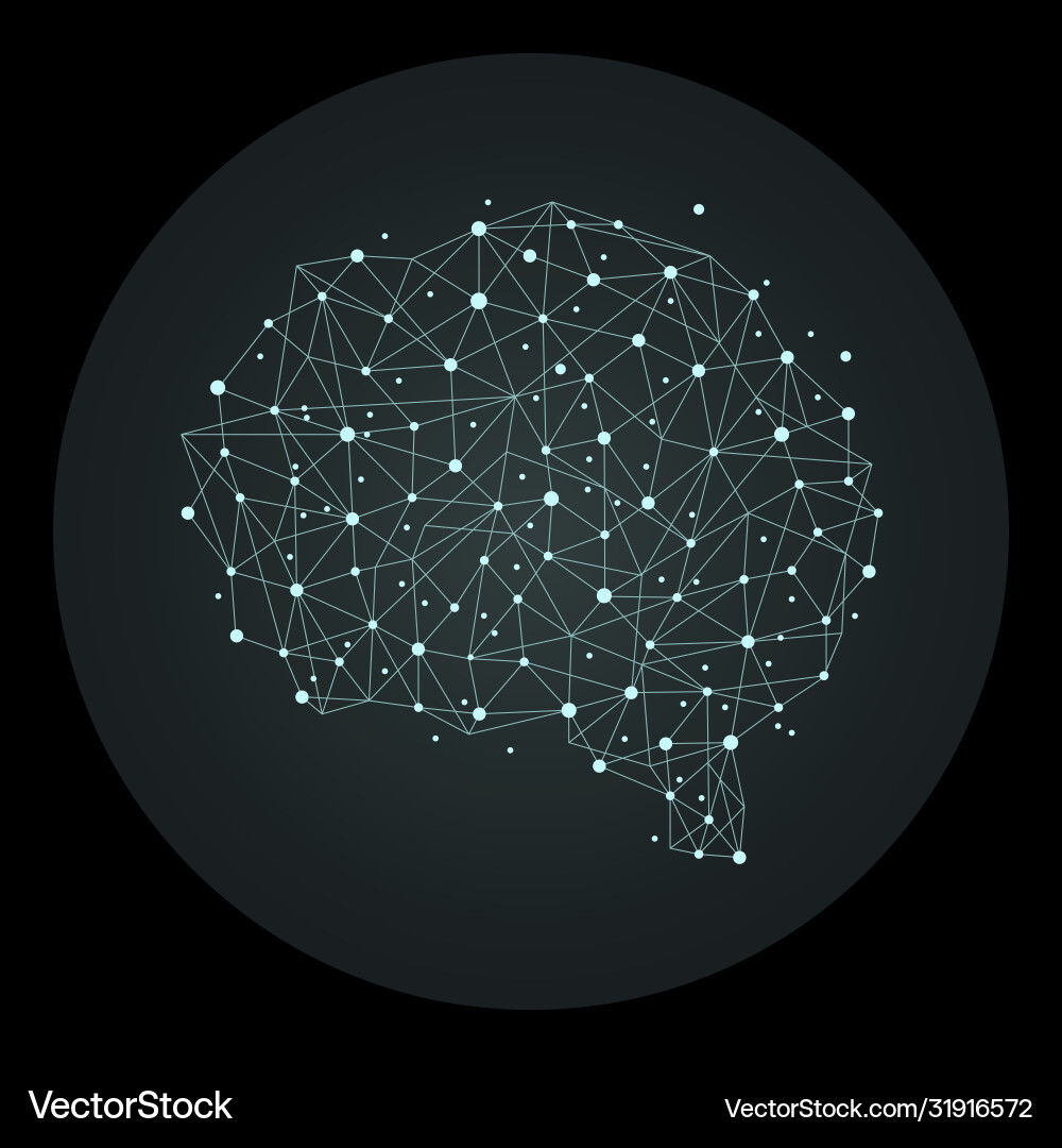 Human brain from nodes and connections as a symbol