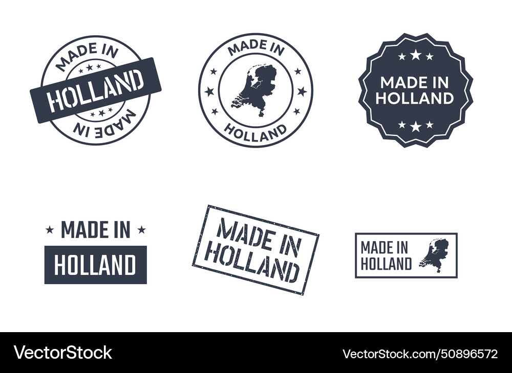 Made in netherlands labels set holland product Vector Image