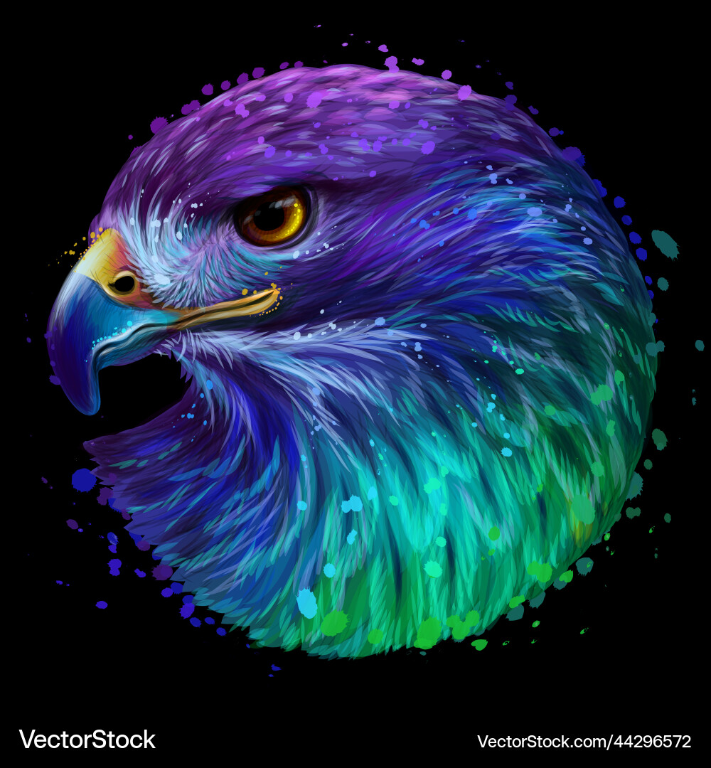 Red-tailed hawk abstract multicolored neon Vector Image