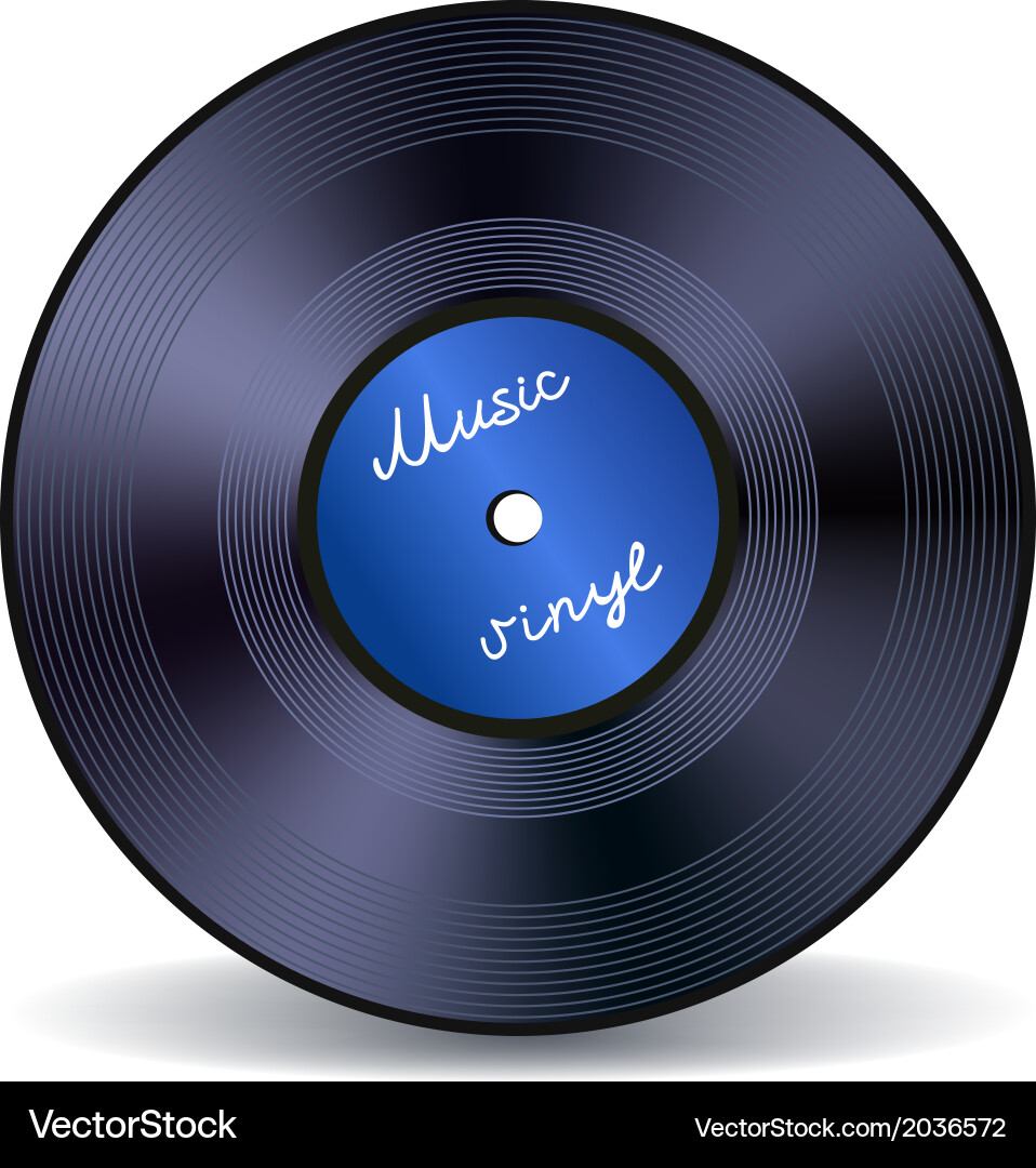 Retro vinyl music record emblem Royalty Free Vector Image