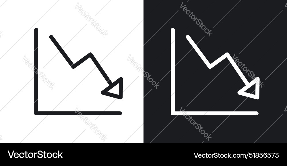 Arrow trend-down icon set in black and white Vector Image