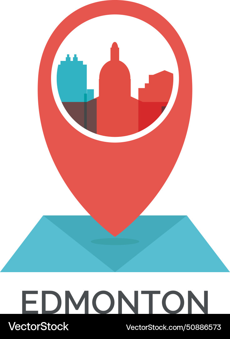 Canada edmonton map city pin point geolocation Vector Image