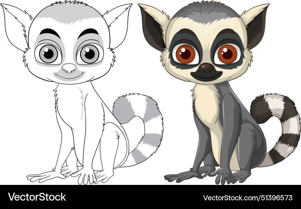 Colorful and black-and-white lemur Royalty Free Vector Image