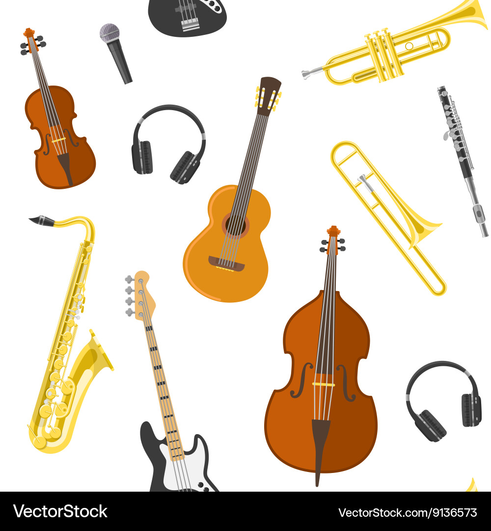 Colorful Musical Instruments Pattern Royalty Free Vector