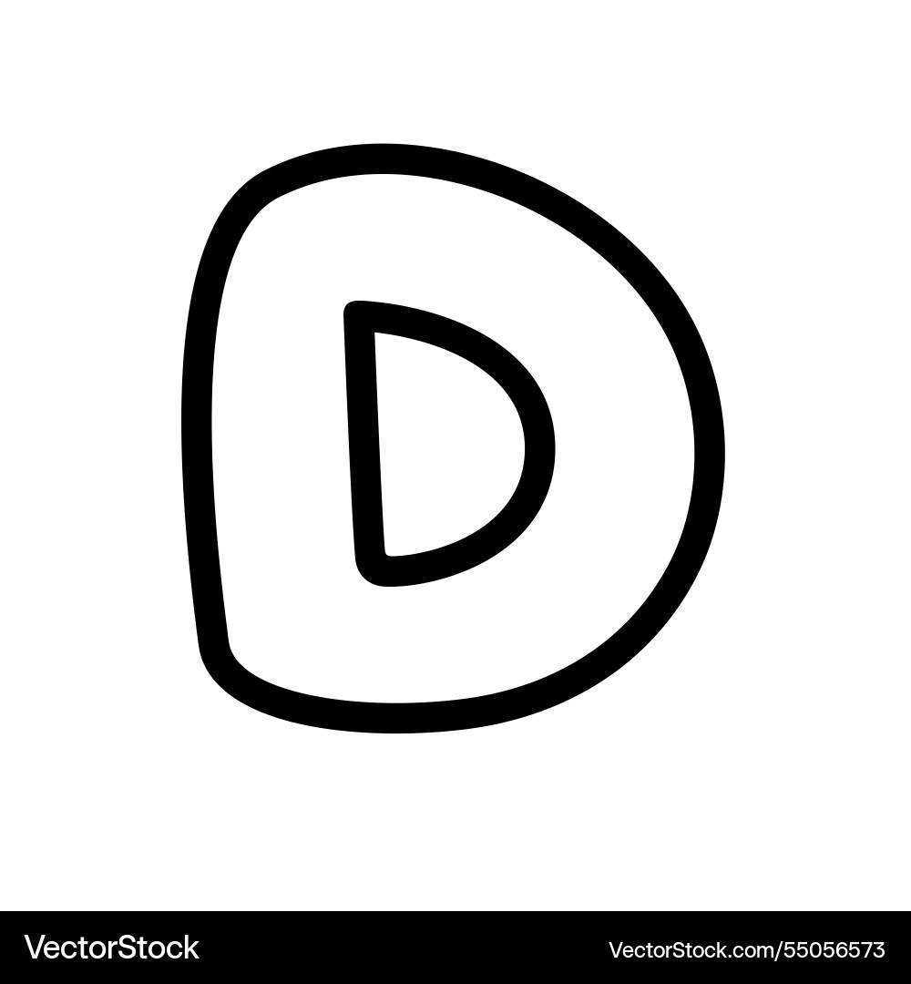 Cute letter d line art Royalty Free Vector Image