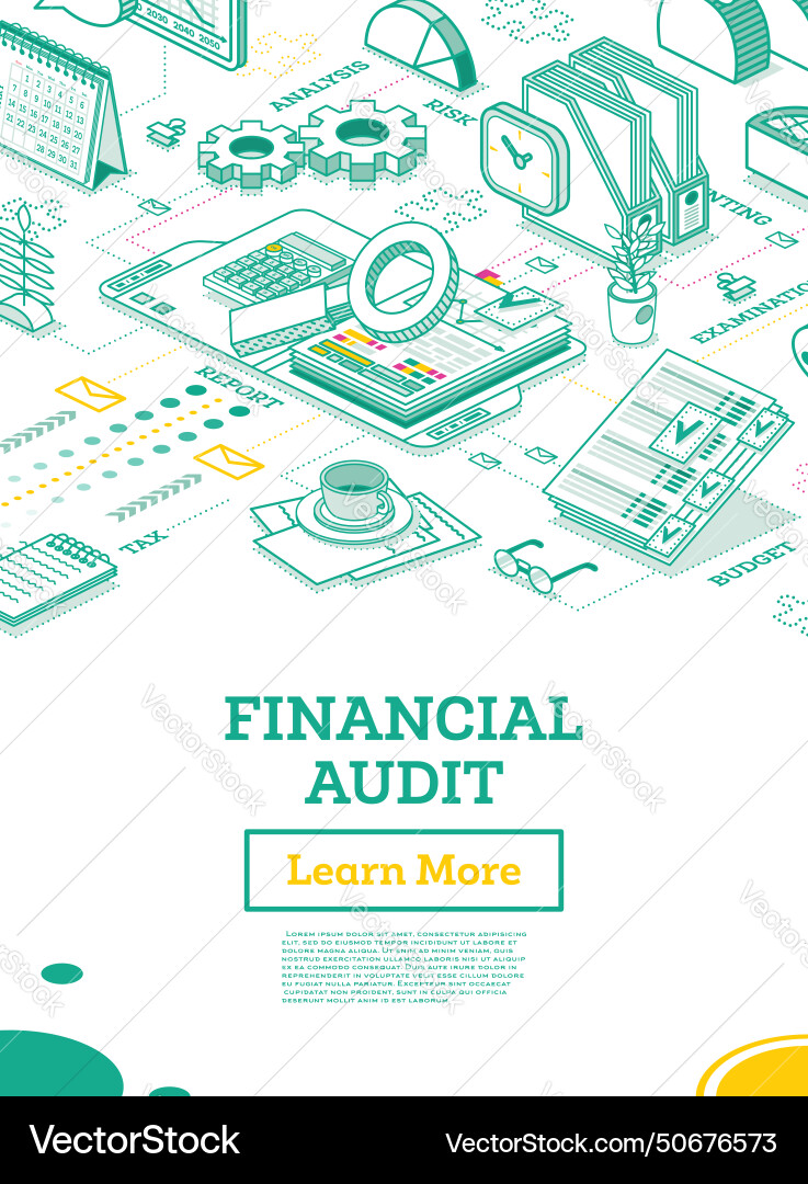 Financial audit isometric business concept Vector Image