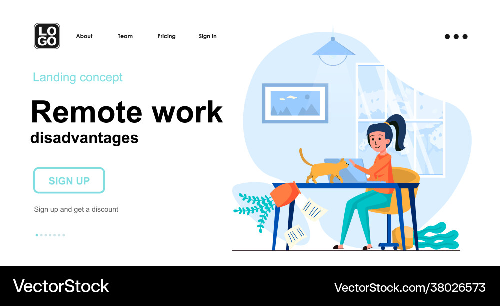 Remote work disadvantages web concept Royalty Free Vector