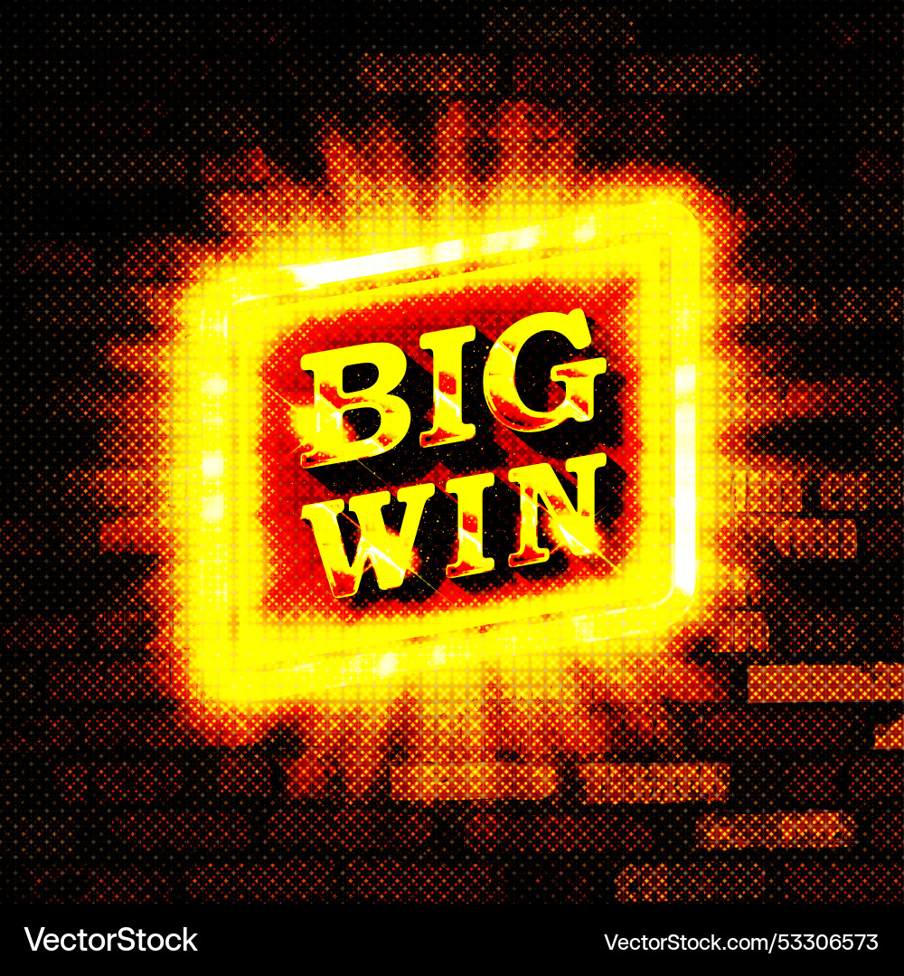 Retro sign with lamp big win banner Royalty Free Vector