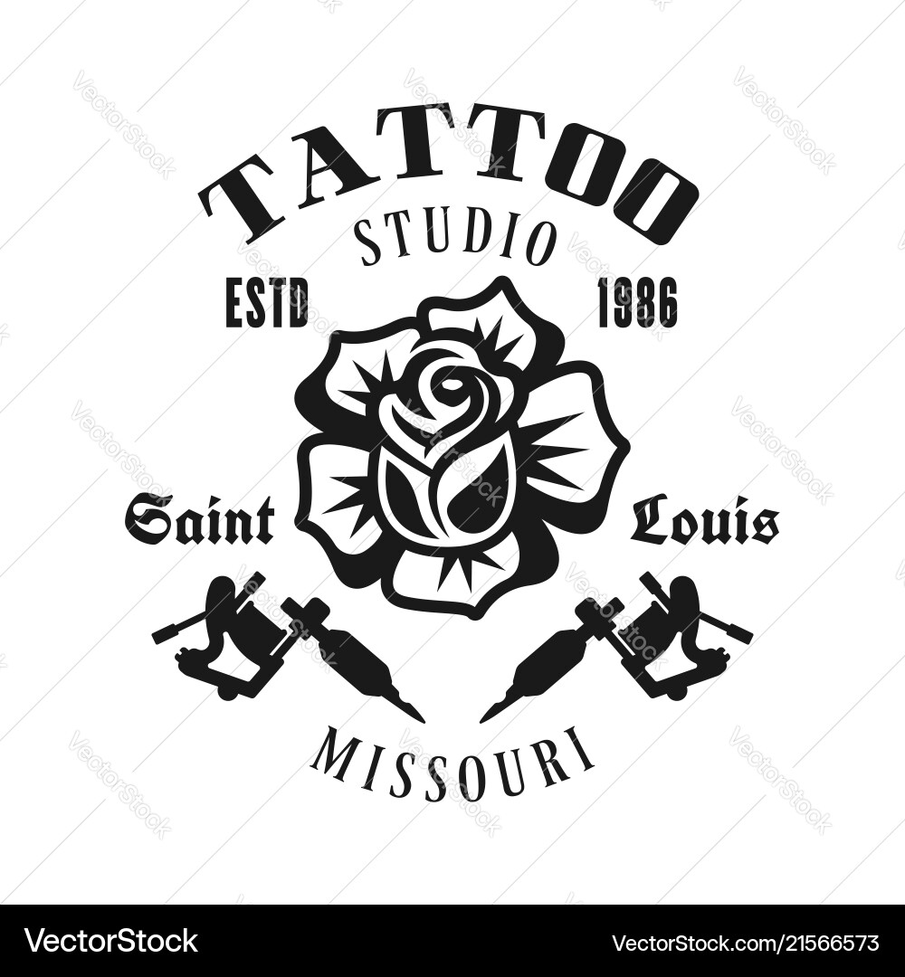 Vintage Rose Tattoo Studio Emblem Royalty Free Vector Image