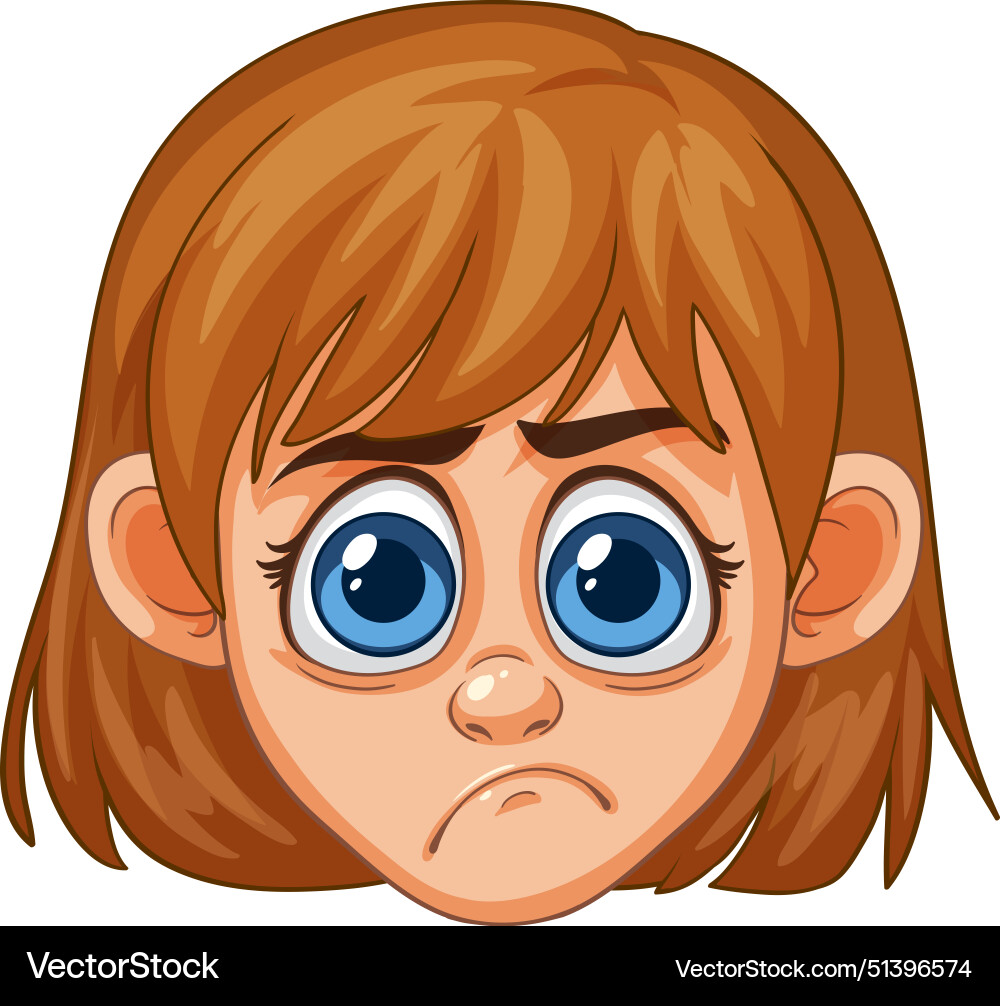 A sad girl frowning Royalty Free Vector Image - VectorStock