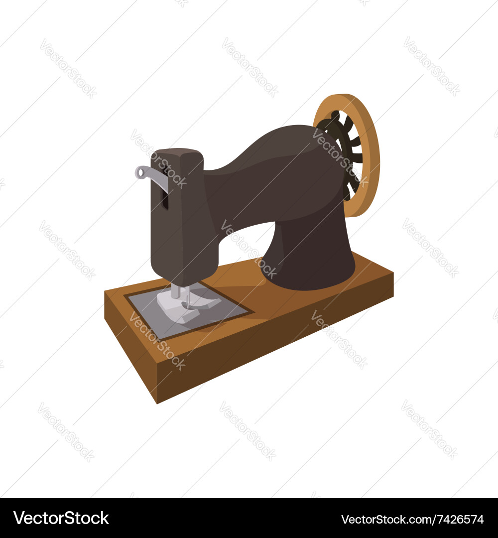 Black old sewing machine cartoon icon Royalty Free Vector