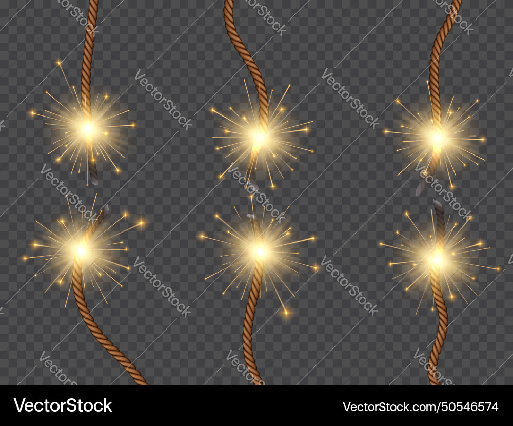 Bomb burning wicks or dynamite fuses fire sparks Vector Image