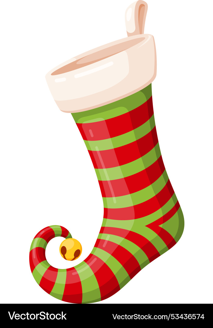 Colorful christmas striped elf stocking Royalty Free Vector