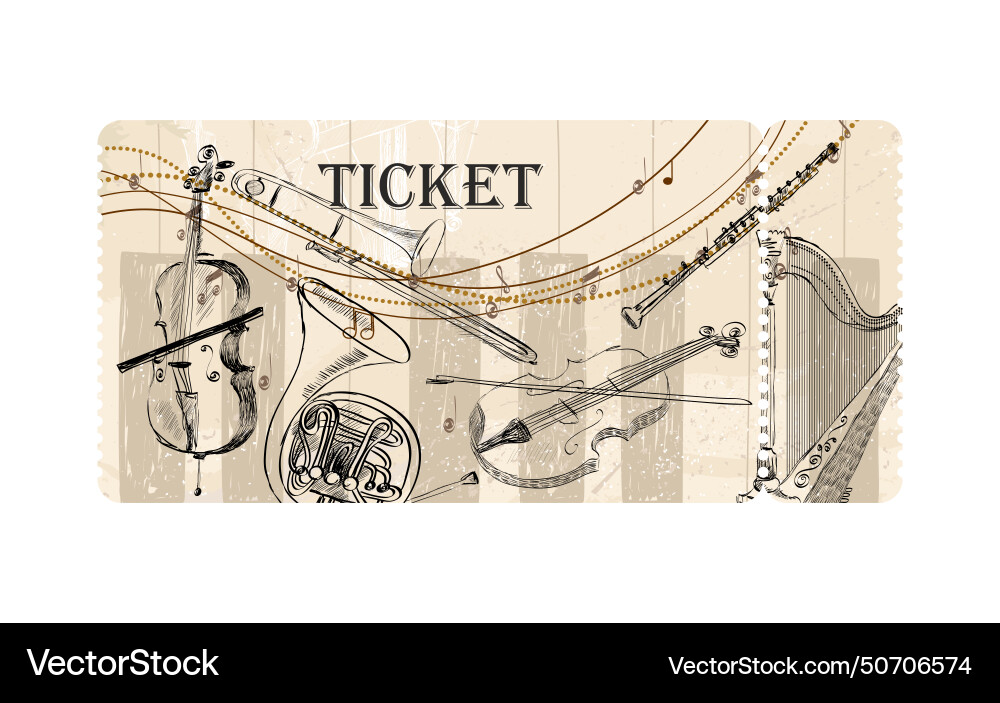 Concert ticket template Royalty Free Vector Image