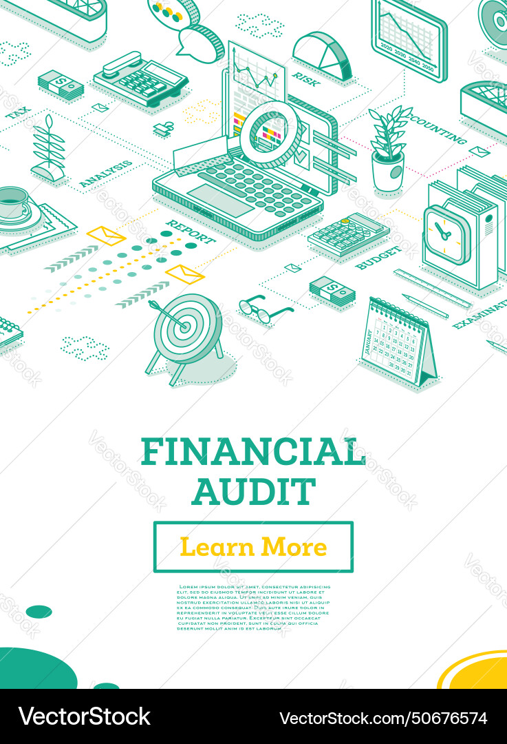 Financial audit isometric business concept Vector Image