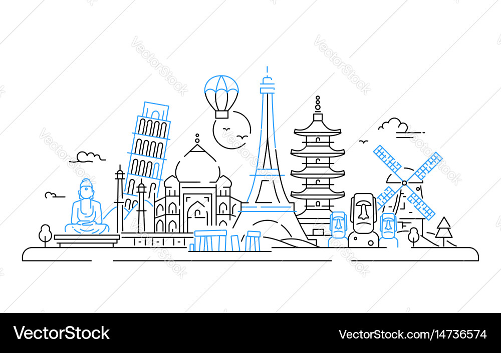 Global Landmarks - Line Art Royalty Free Vector Image