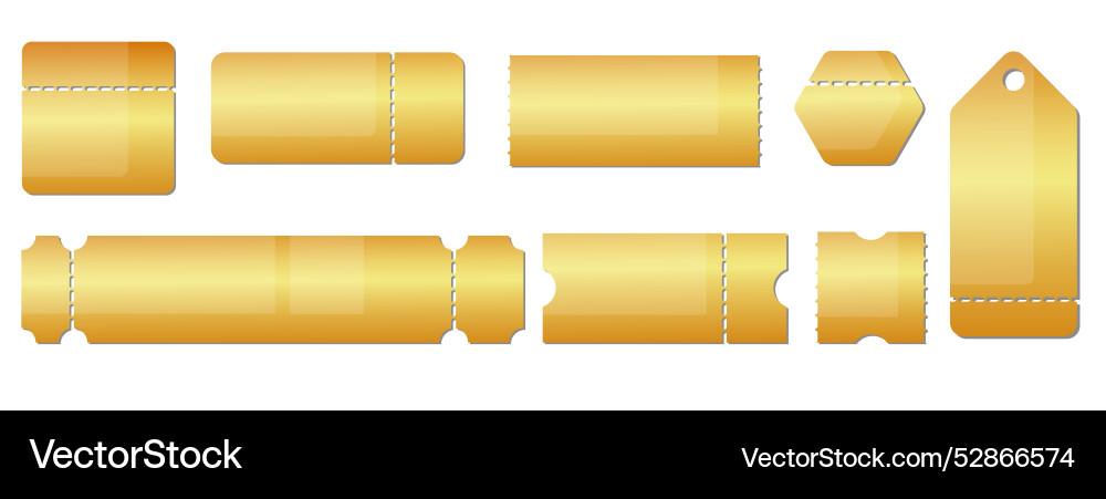 Gold ticket templates blank admission vip passes Vector Image