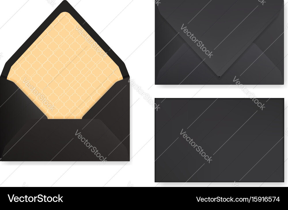 Mock-up of black designed envelope front view Vector Image
