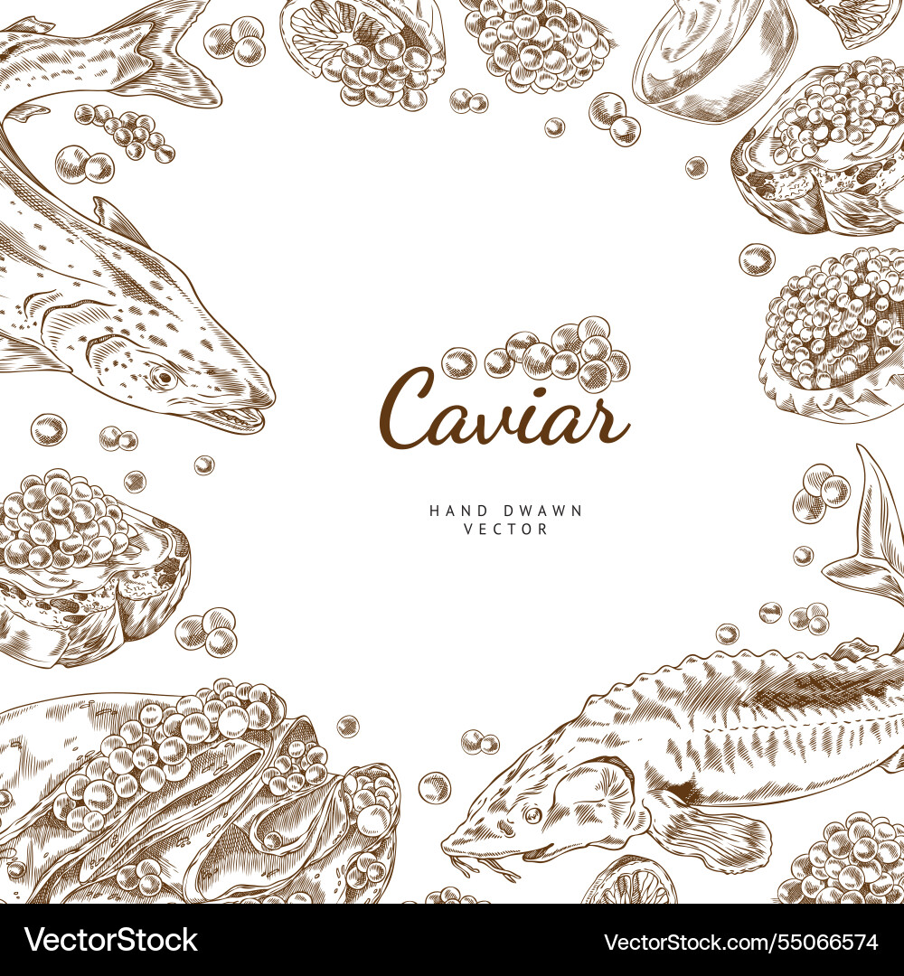 Poster with a caviar frame in the style Royalty Free Vector