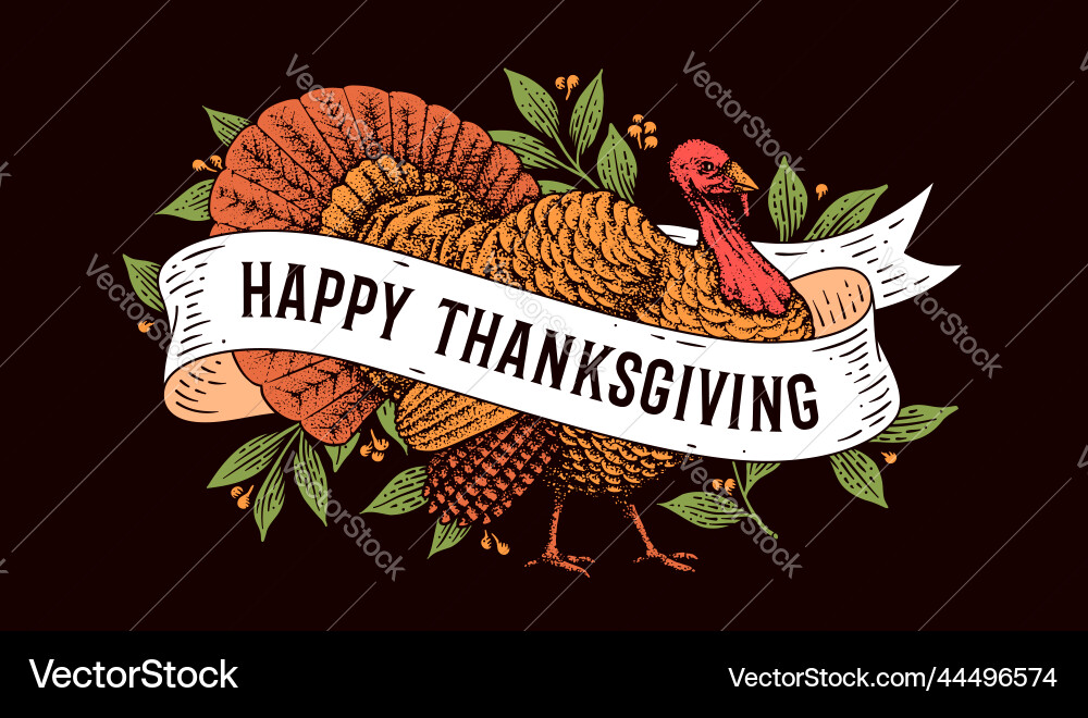 Turkey happy thanksgiving Royalty Free Vector Image