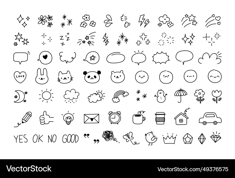 Cute Doodle Stickers & Elements – Royalty-Free Vector | VectorStock
