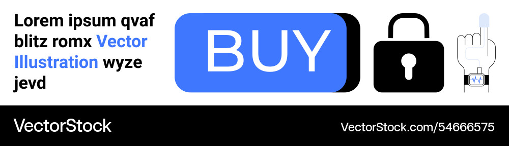 E-commerce buy button with lock and hand using Vector Image