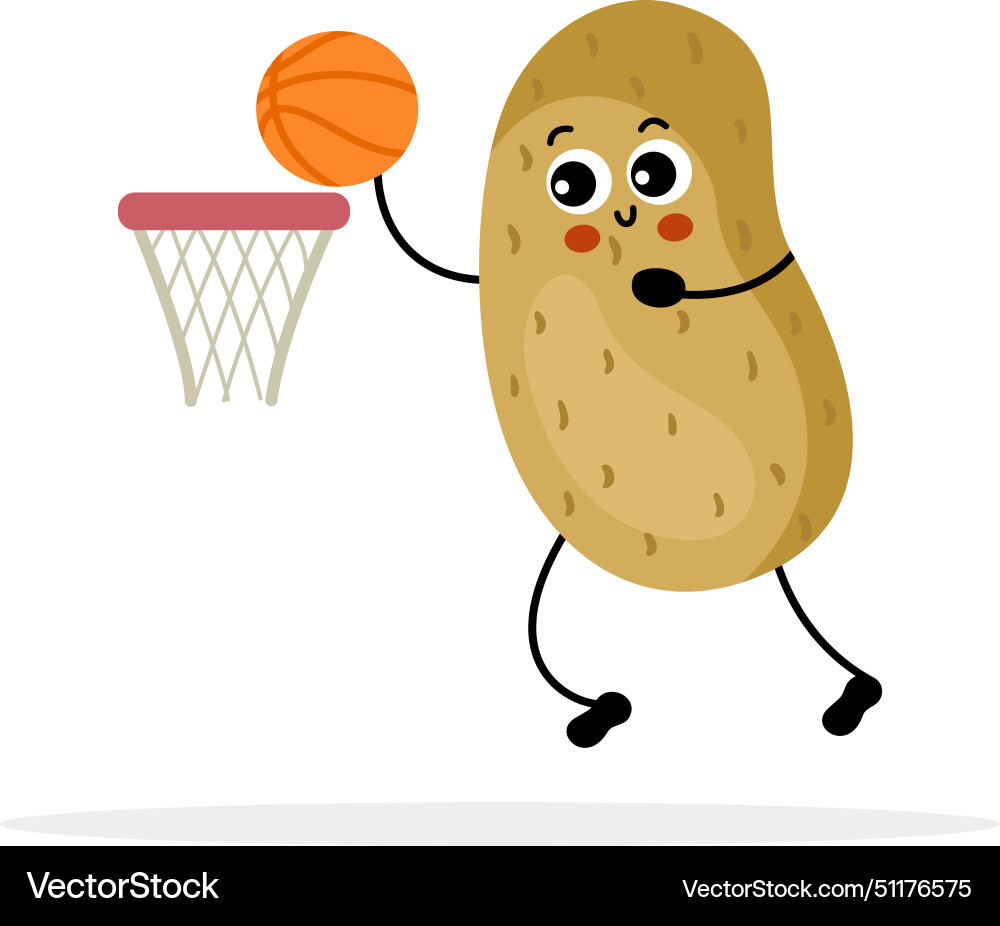 Funny potato character mascot playing Royalty Free Vector