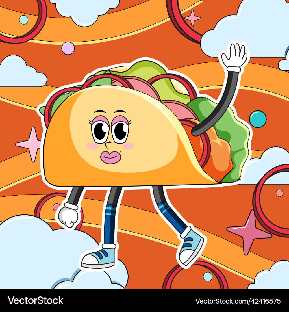 Funny taco cartoon character Royalty Free Vector Image