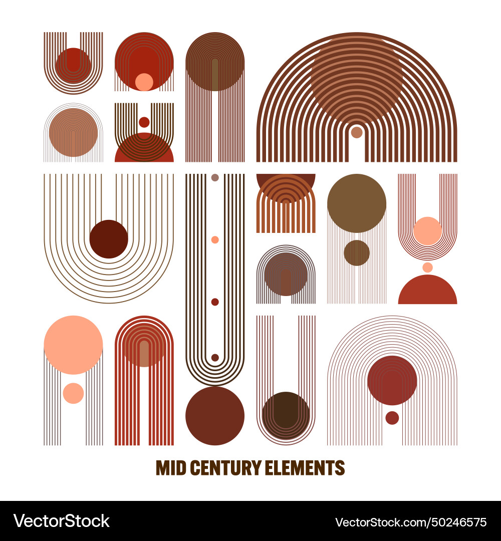 Mid century arch and circle elements modern Vector Image