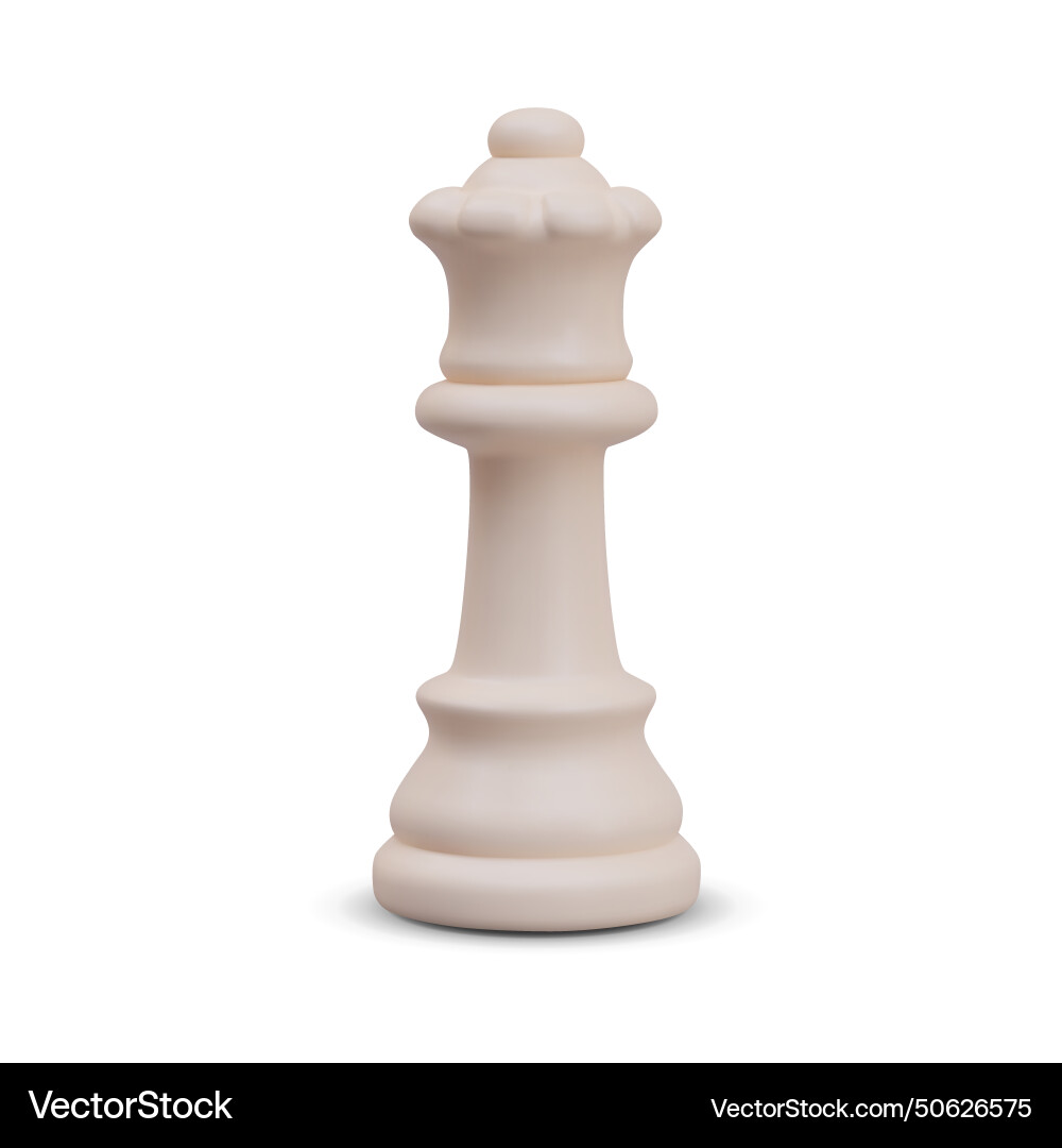 Realistic chess queen stands on white background Vector Image