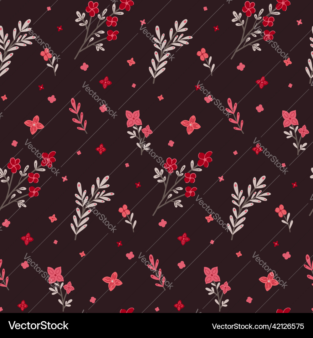 Seamless pattern with small pink flowers Vector Image