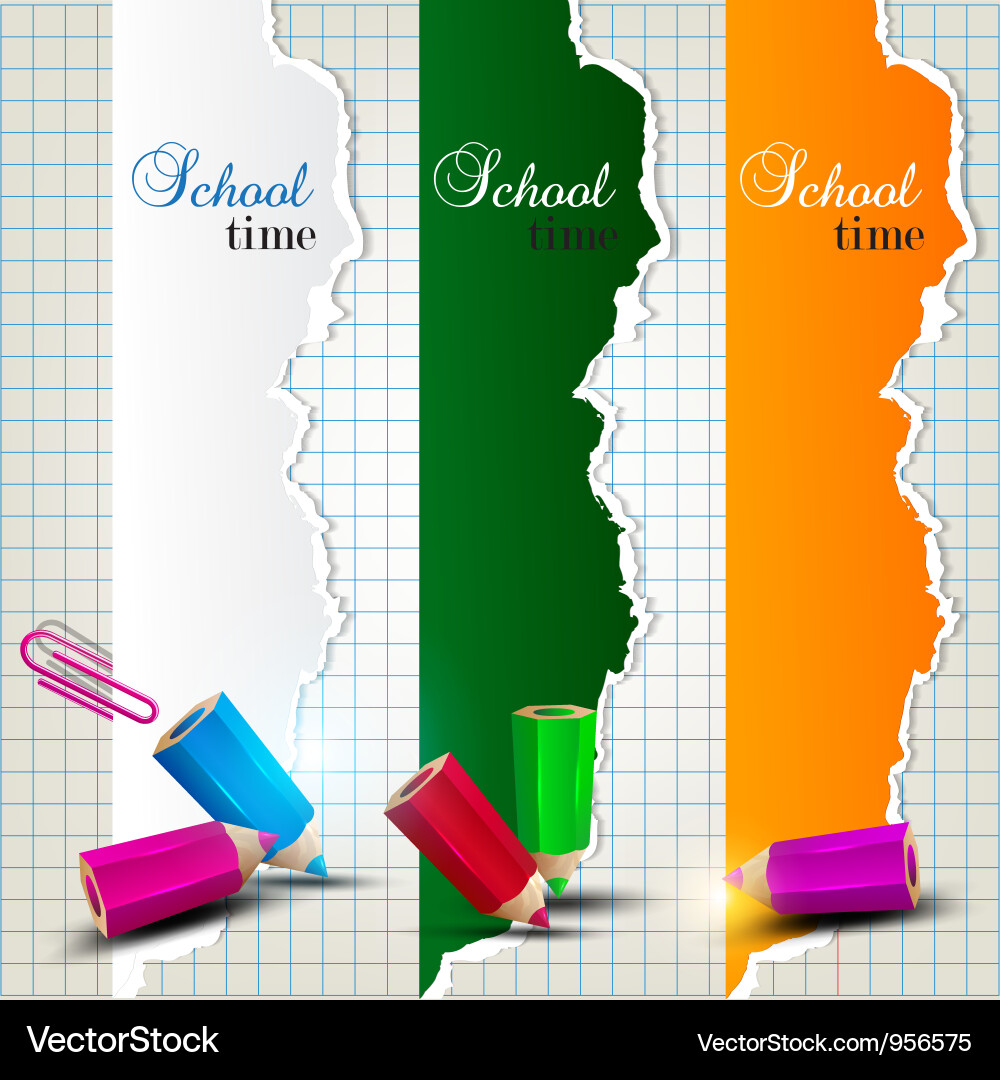 Torn Paper Banners - School Theme Royalty Free Vector Image