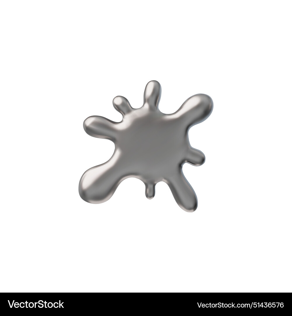 3d glossy chrome liquid blot metal blob splash Vector Image