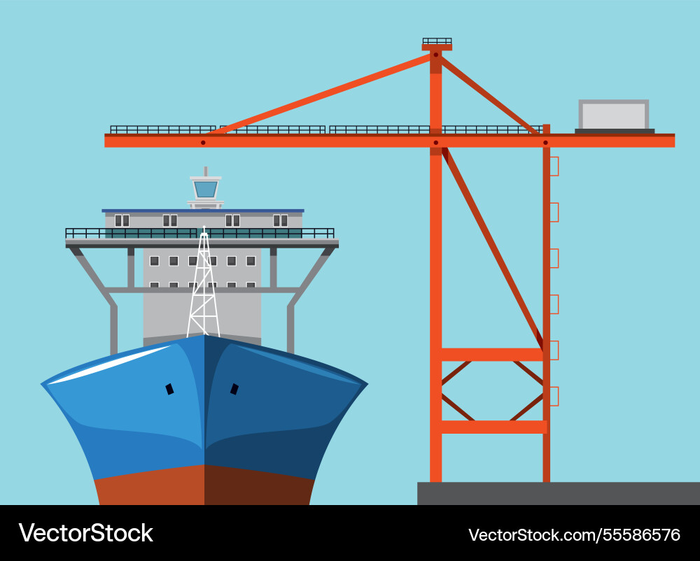 A ship and crane at dock Royalty Free Vector Image
