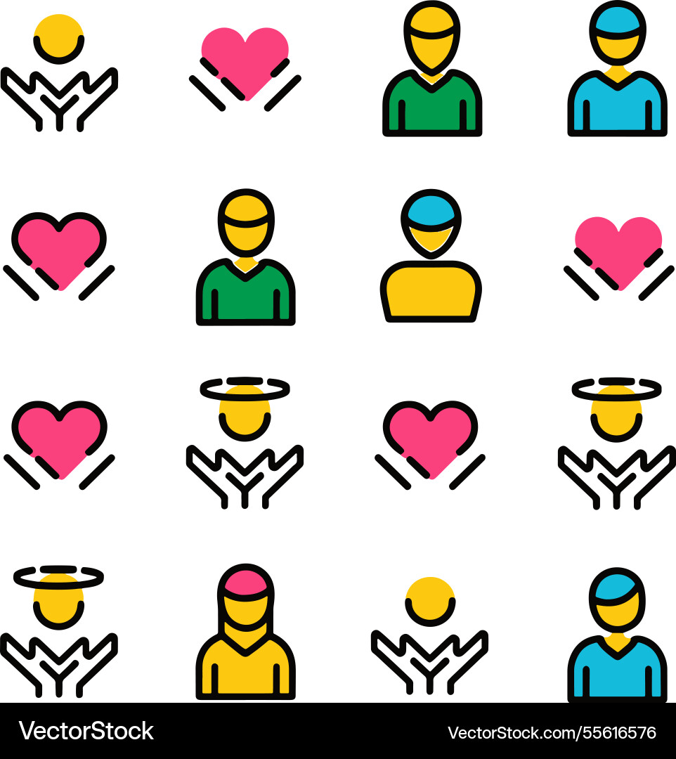 Altruism and benevolence logo icon set bundle Vector Image