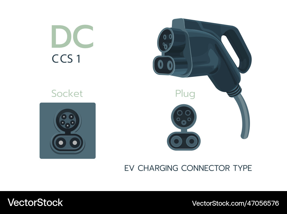 Ccs1 dc standard charging connector electric car Vector Image