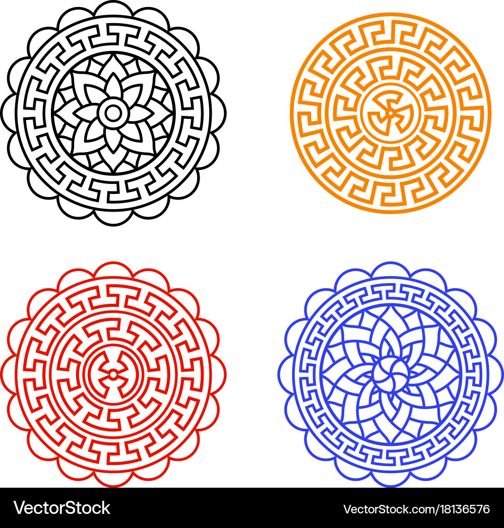 Chinese Mooncake Pattern Set Royalty Free Vector Image