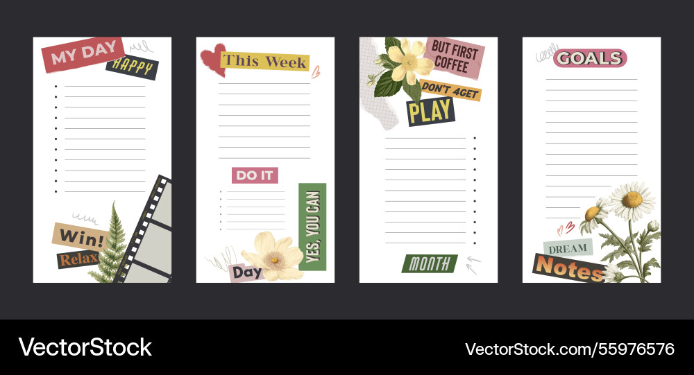 Colorful daily planner pages with motivational Vector Image